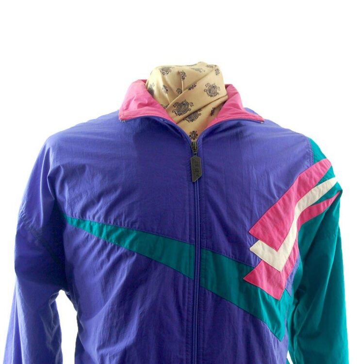 Purple And Green Shell Suit Jacket - Blue 17 Vintage Clothing
