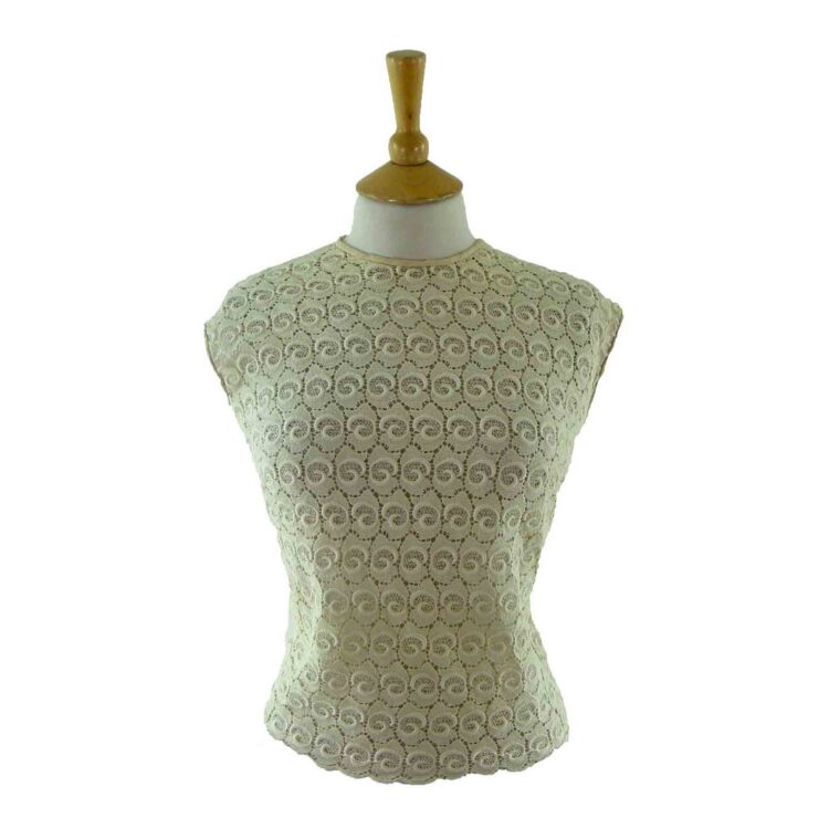 1960s White Lace Top - Blue 17 Vintage Clothing