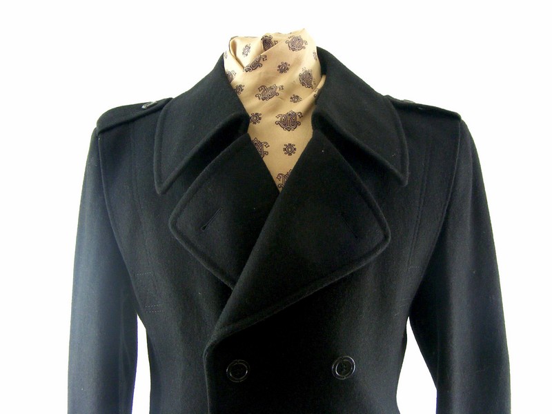 70s Vintage Mens Pea Coat - M - Blue 17 Vintage Clothing