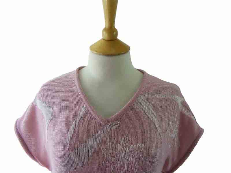 80s Floral Print Pink Top - 10 - Blue 17 Vintage Clothing