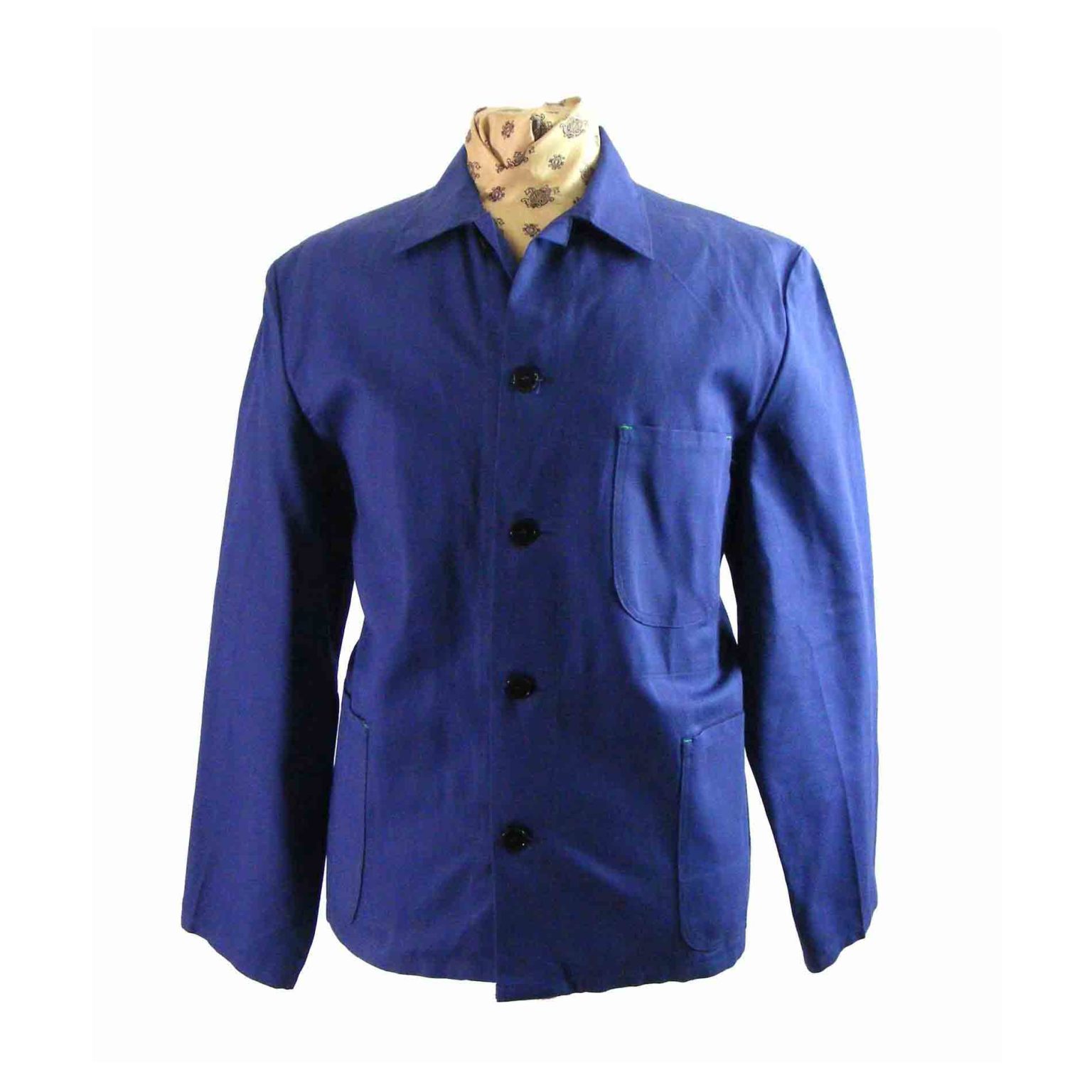 60s Dark Blue Cotton Workwear Jacket - L - Blue 17 Vintage Clothing