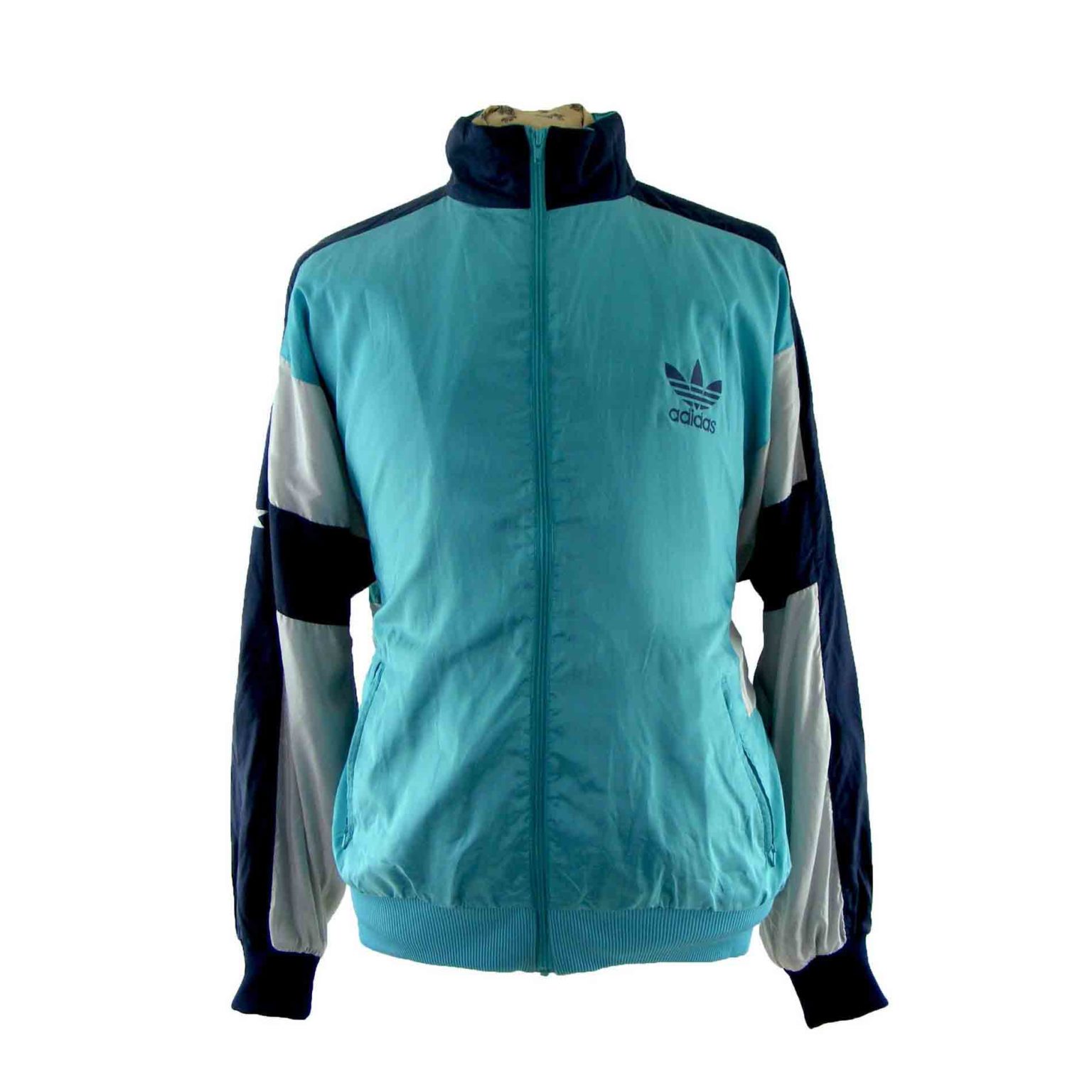 80s Adidas Shell Suit Top - Blue 17 Vintage Clothing