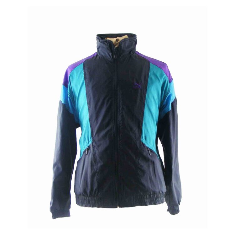 80s Puma Multicolored Shell Suit Top - M - Blue 17 Vintage Clothing