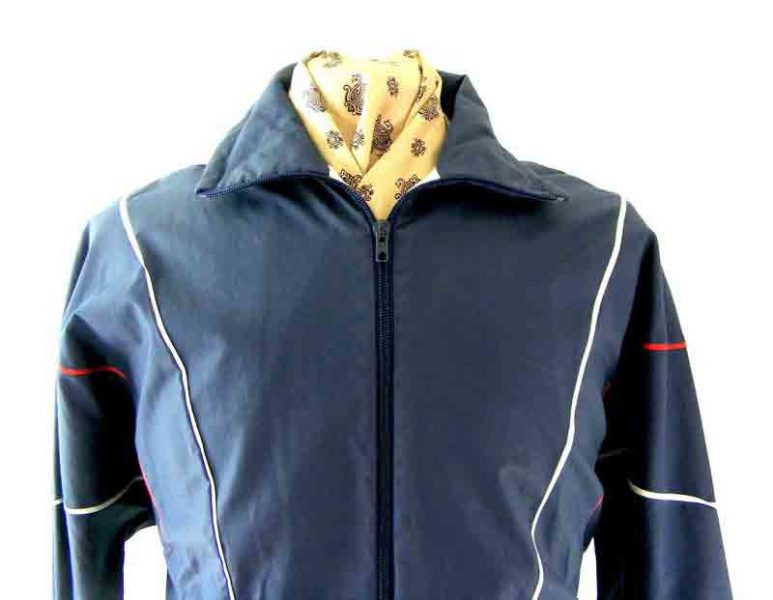 80s Retro Zip Up Jacket - Blue 17 Vintage Clothing