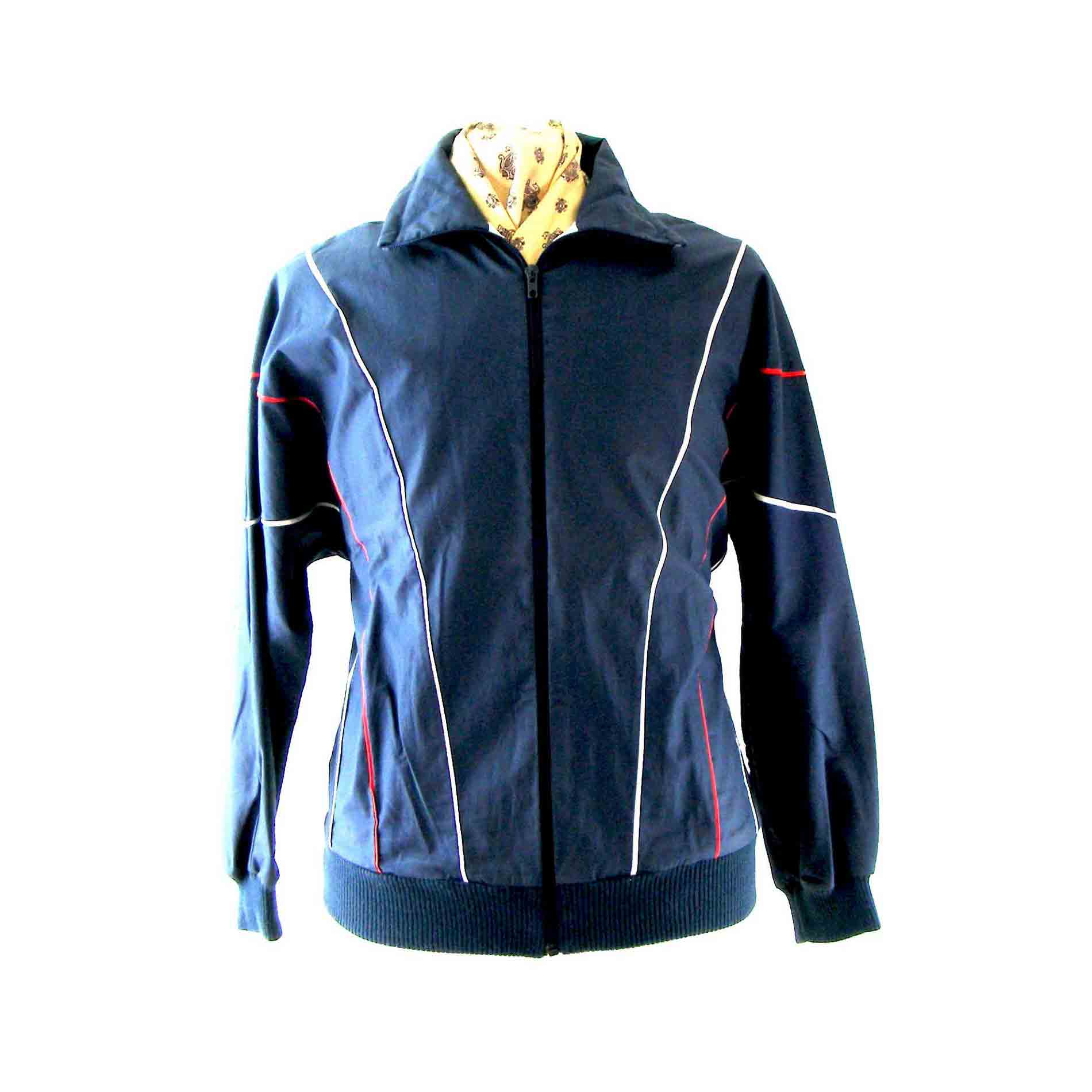 80s Retro Zip Up Jacket - Blue 17 Vintage Clothing