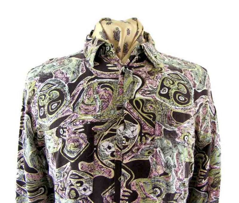 90s Crazy Patterned Shirt - Blue 17 Vintage Clothing