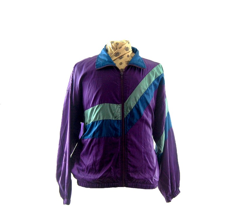 Vibrant Shell Suit Jacket - UK L - Blue 17 Vintage Clothing