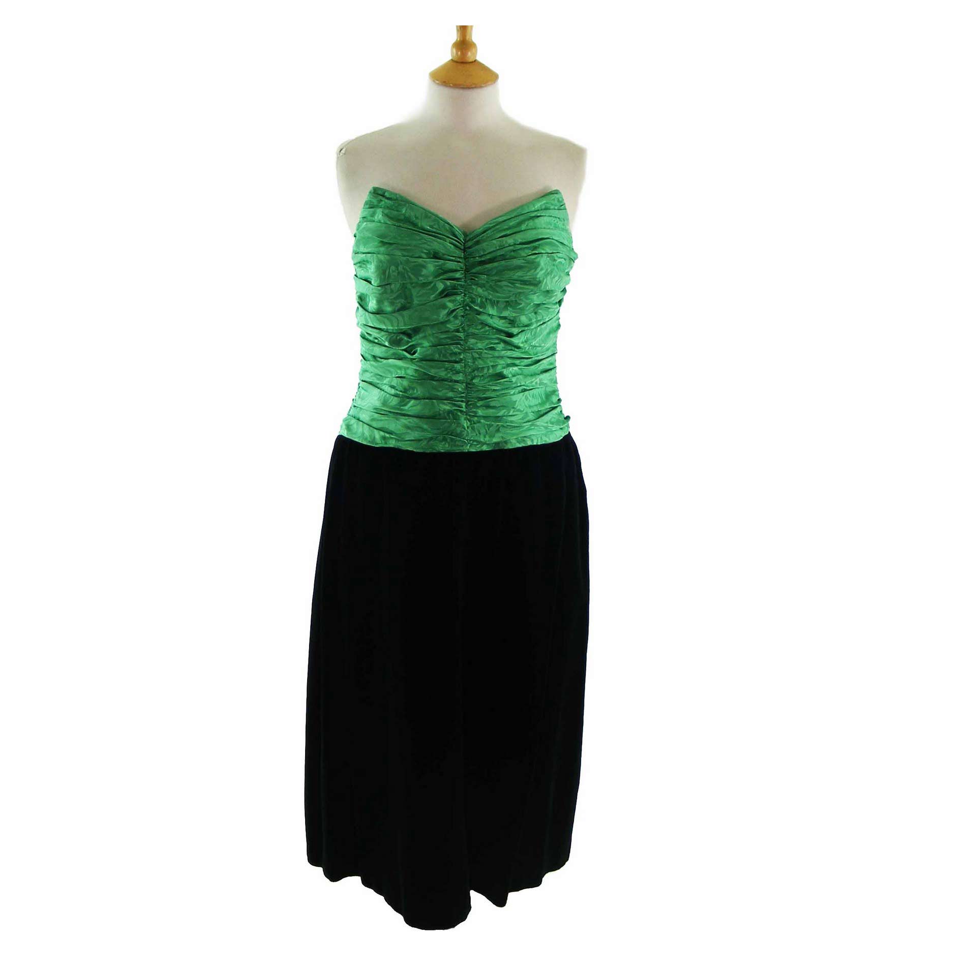 80s Strapless Ruched Velvet Party Dress Blue 17 Vintage Clothing