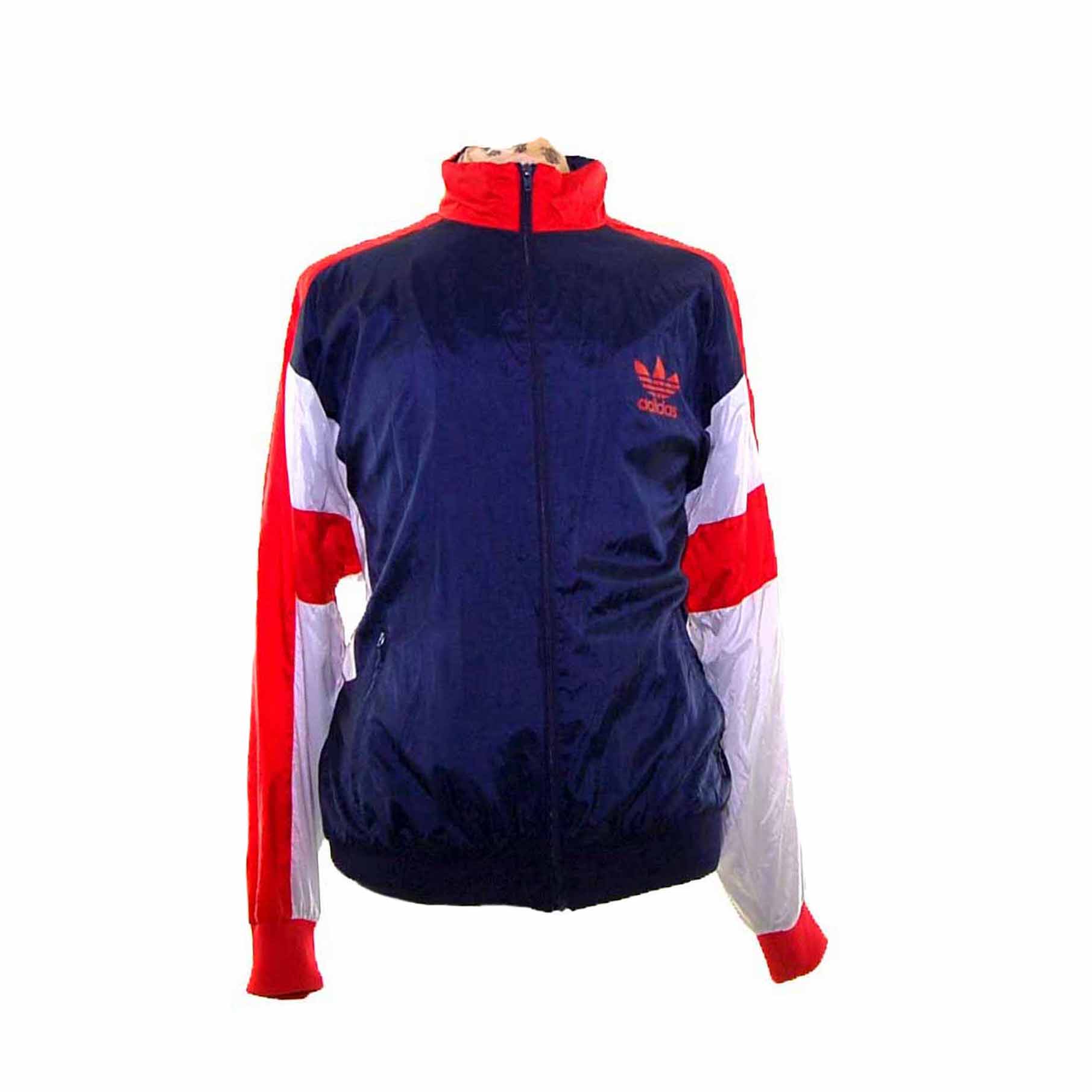 Adidas Red White Blue Shell Suit Jacket - Blue 17 Vintage Clothing