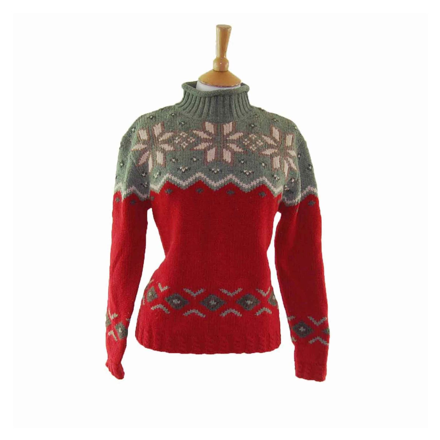 Womens Pure Wool Snowflake Jumper. - Blue 17 Vintage Clothing