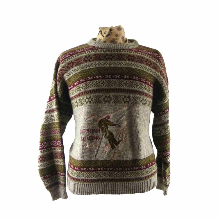 Mountain Climbing Design Sweater - 3XL - Blue 17 Vintage Clothing