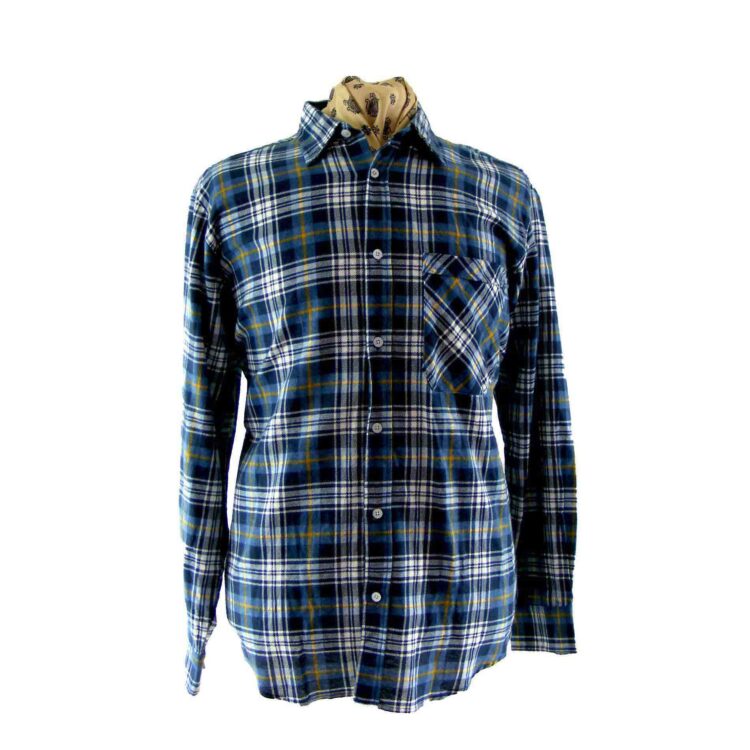 Vintage 90s Plaid Shirt - Blue 17 Vintage Clothing
