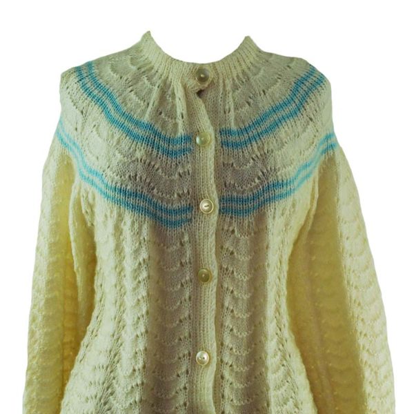 80s Grandma Cardigan - UK 12 - Blue 17 Vintage Clothing