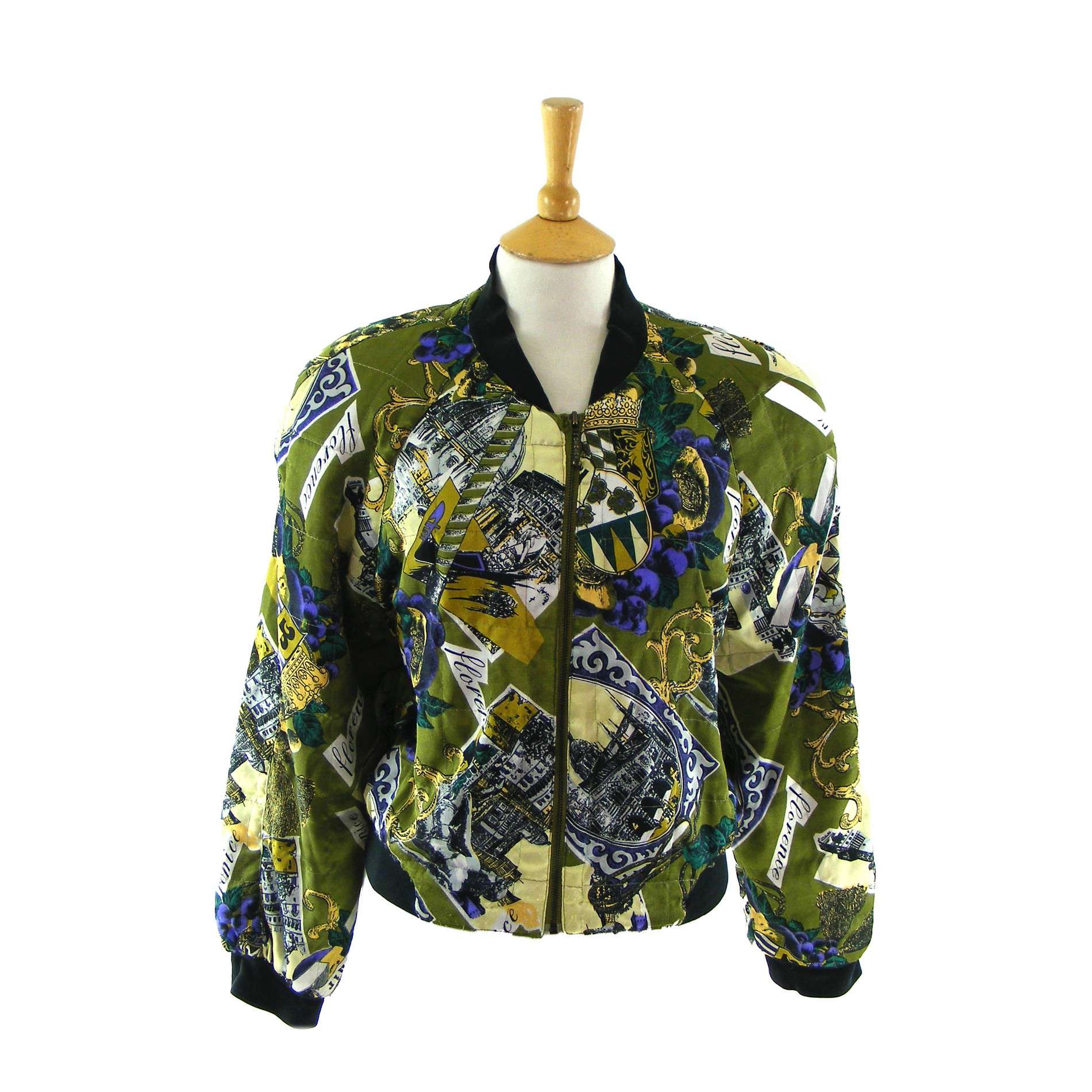 Picture print bomber jacket - Blue 17 Vintage Clothing