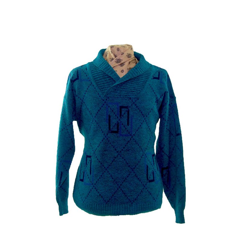 Bill Cosby Style Sweater - UK L - Blue 17 Vintage Clothing
