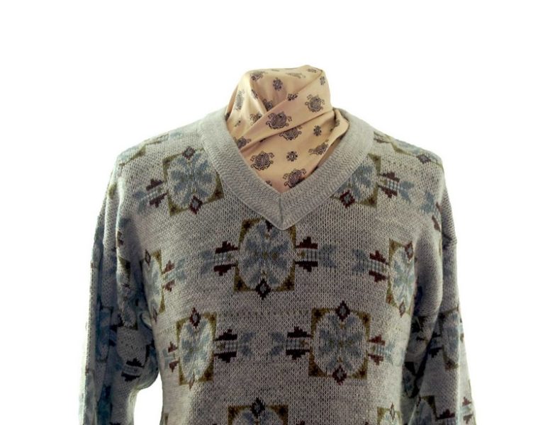 Mens 80s Jumper - UK M - Blue 17 Vintage Clothing