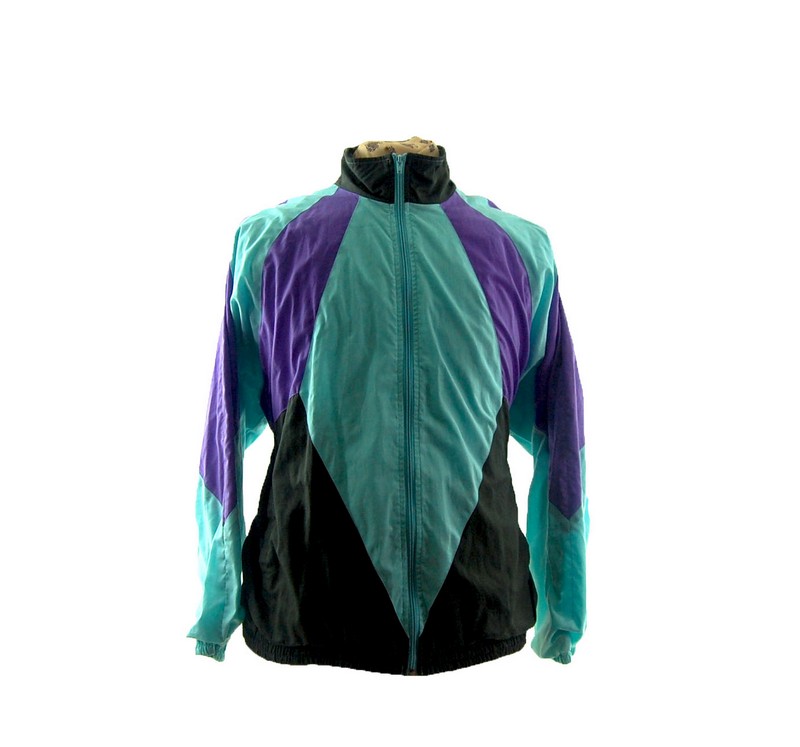 Vintage Teal Block Colour Windbreaker - UK L - Blue 17 Vintage Clothing