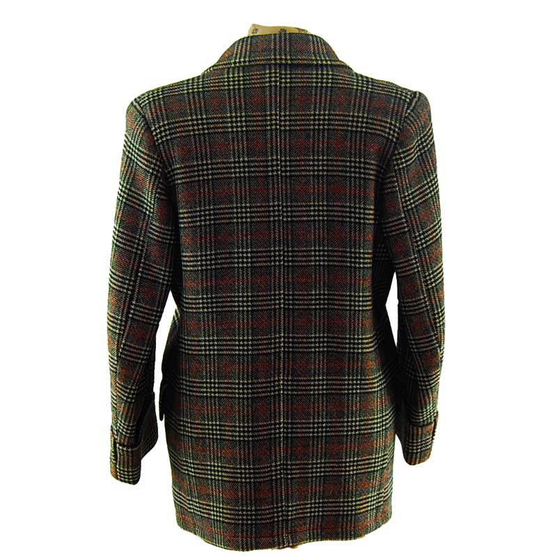 Mens Double Breasted Checkered Pea Coat - L - Blue 17 Vintage Clothing