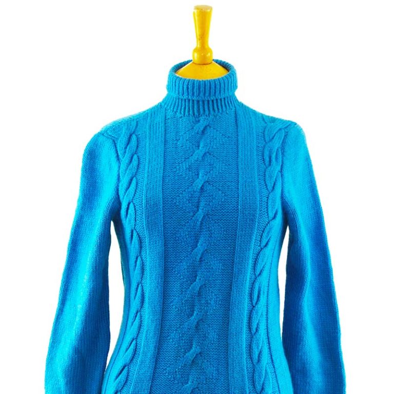 90s Cerulean Blue Slim Fit Jumper - UK 12 - Blue 17 Vintage Clothing