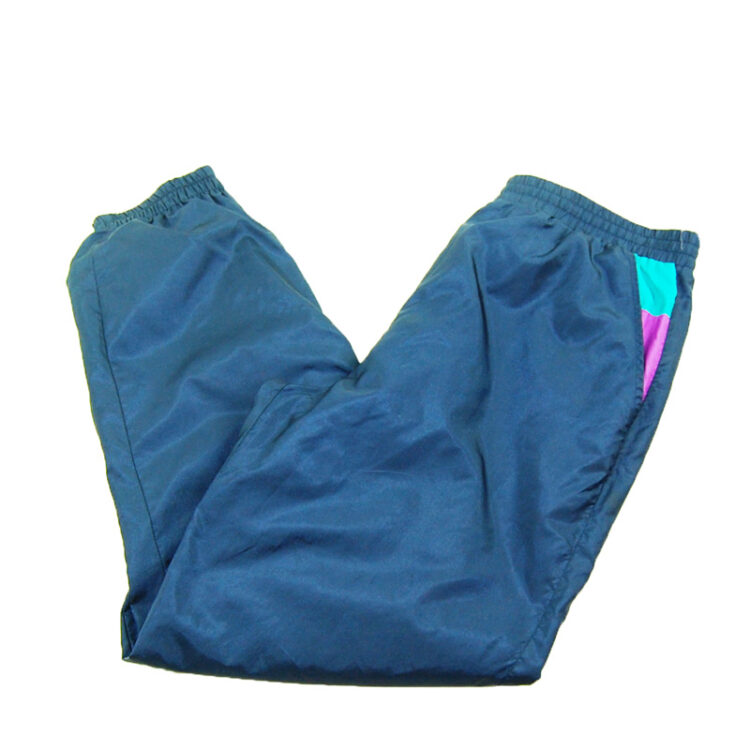 90s Navy Blue Shell Suit Bottoms - UK M - Blue 17 Vintage Clothing