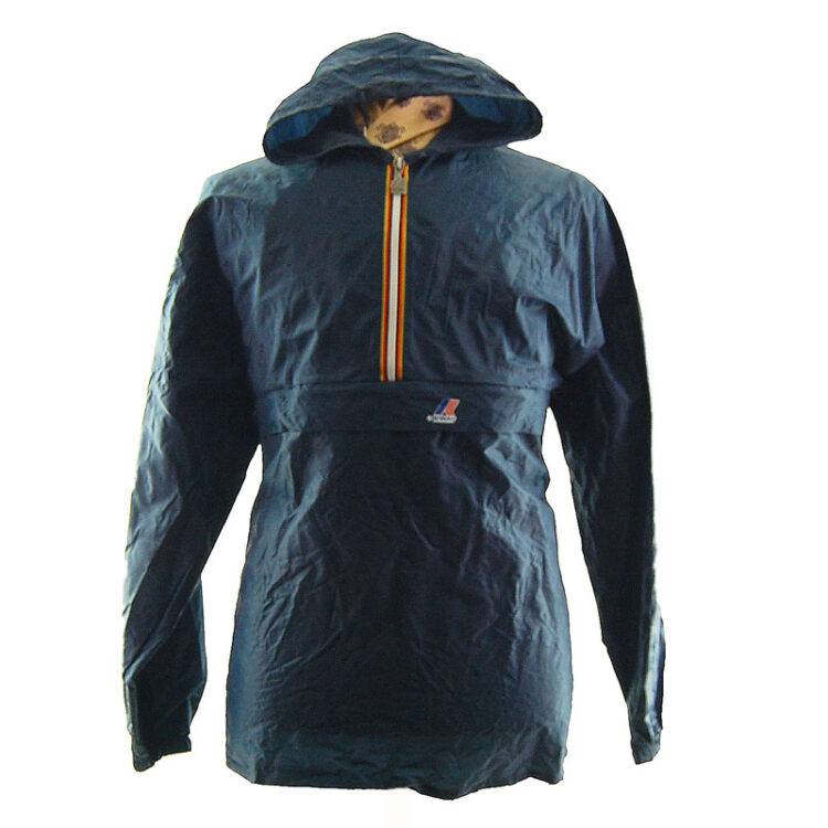 K-Way Navy Windbreaker Jacket - UK L - Blue 17 Vintage Clothing