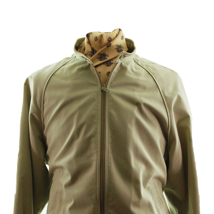 Vintage Mens Cream Long Jacket - UK L - Blue 17 Vintage Clothing