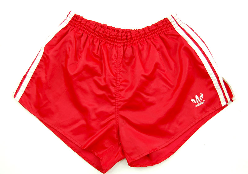 Adidas Satin Red Sport Shorts - UK XS - Blue 17 Vintage Clothing