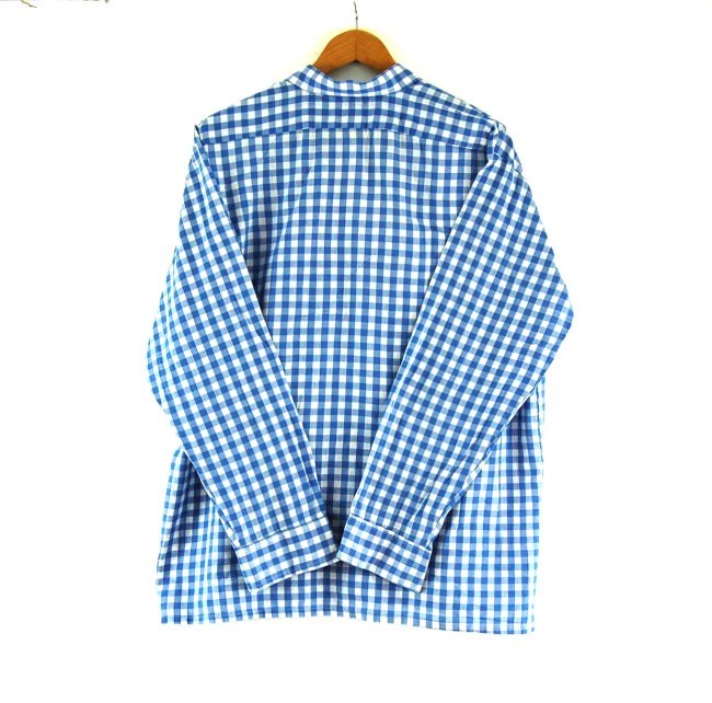 70s Blue Gingham Shirt - UK 3XL - Blue 17 Vintage Clothing
