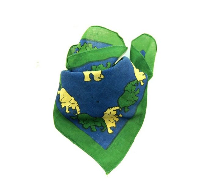 Elephant Print Bandana -100% Cotton - Blue 17 Vintage Clothing