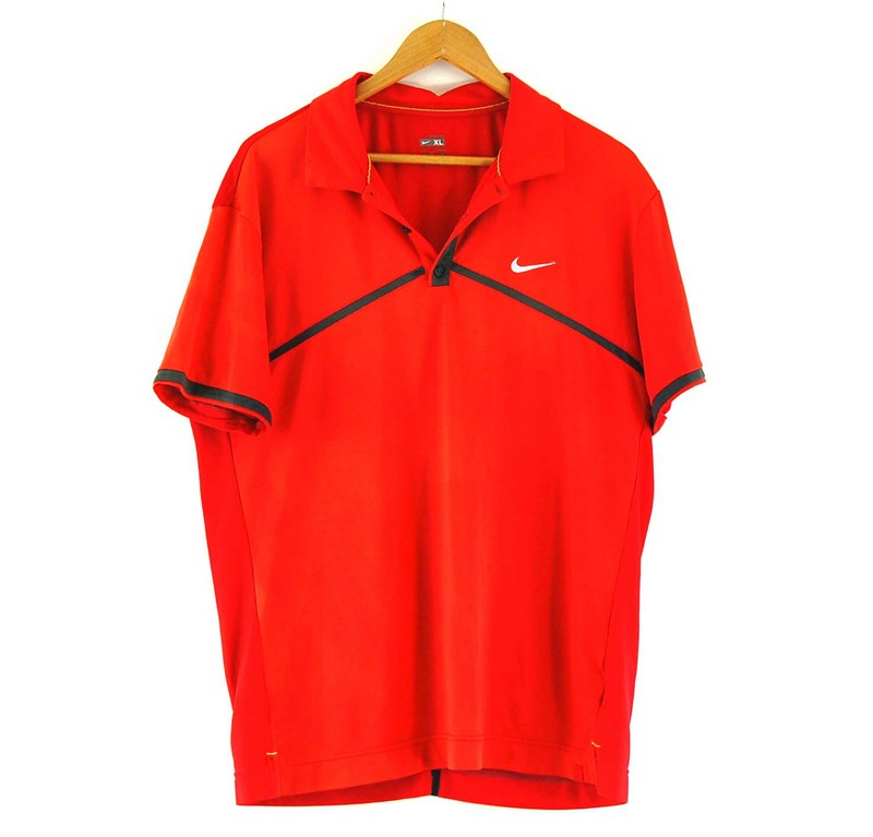 Nike Red Polo Top- UK Size XL - Blue 17 Vintage Clothing