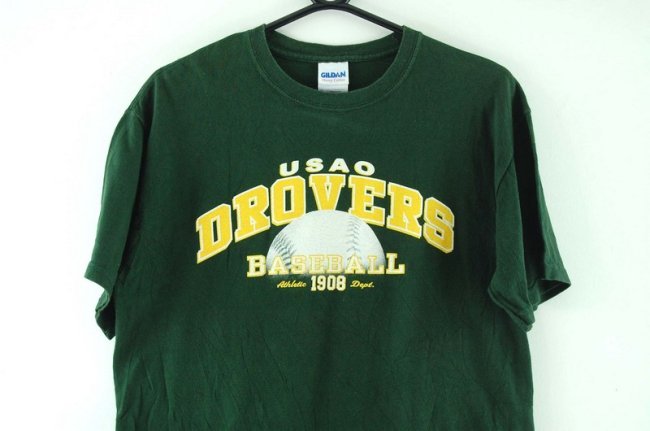 Usao Drovers Green Tee- UK M -Blue 17 Vintage Clothing