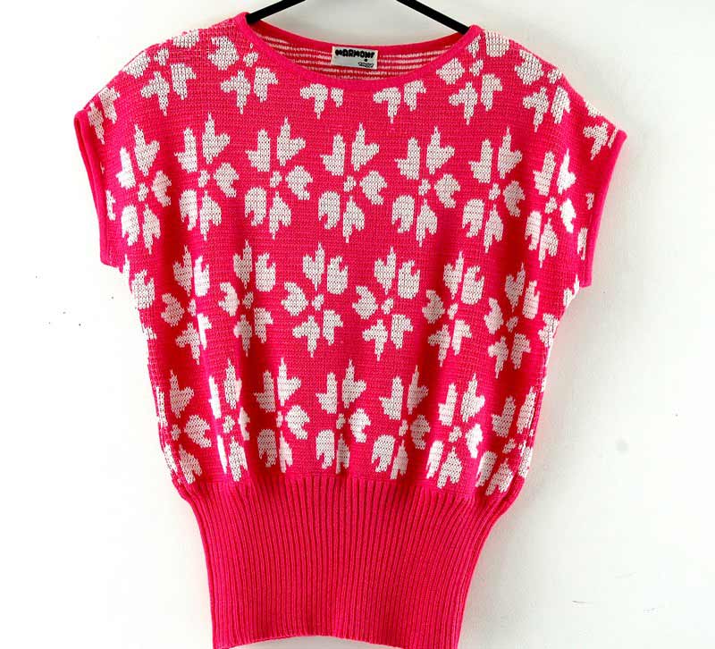 Pink And White Vintage 80s Tops -Blue 17 Vintage Clothing