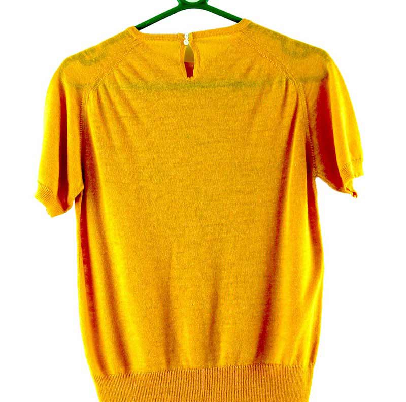 Yellow Floral Motif Vintage 80s Tops - Blue 17 Vintage Clothing